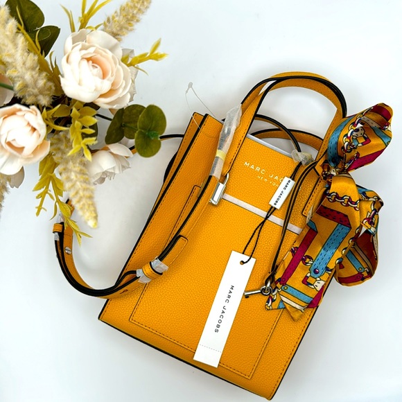 Marc Jacobs | Bags | Marc Jacobs Micro Grind Yellow Pebble Leather Tote ...
